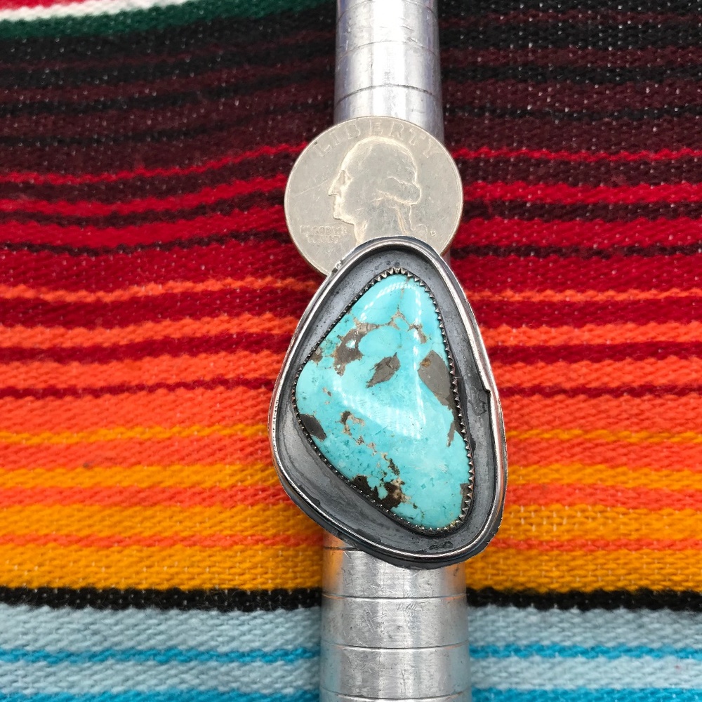 Vintage Nevada Blue Turquoise/Sterling Silver Stamped… - Gem